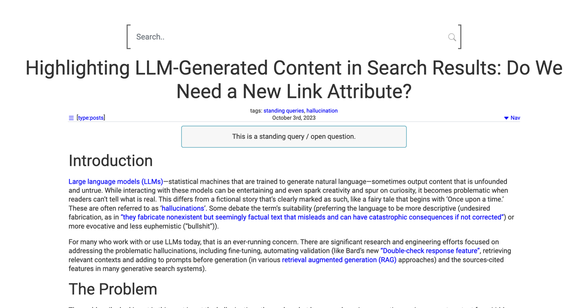 Highlighting Llm Generated Content In Search Results Do We Need A New Link Attribute