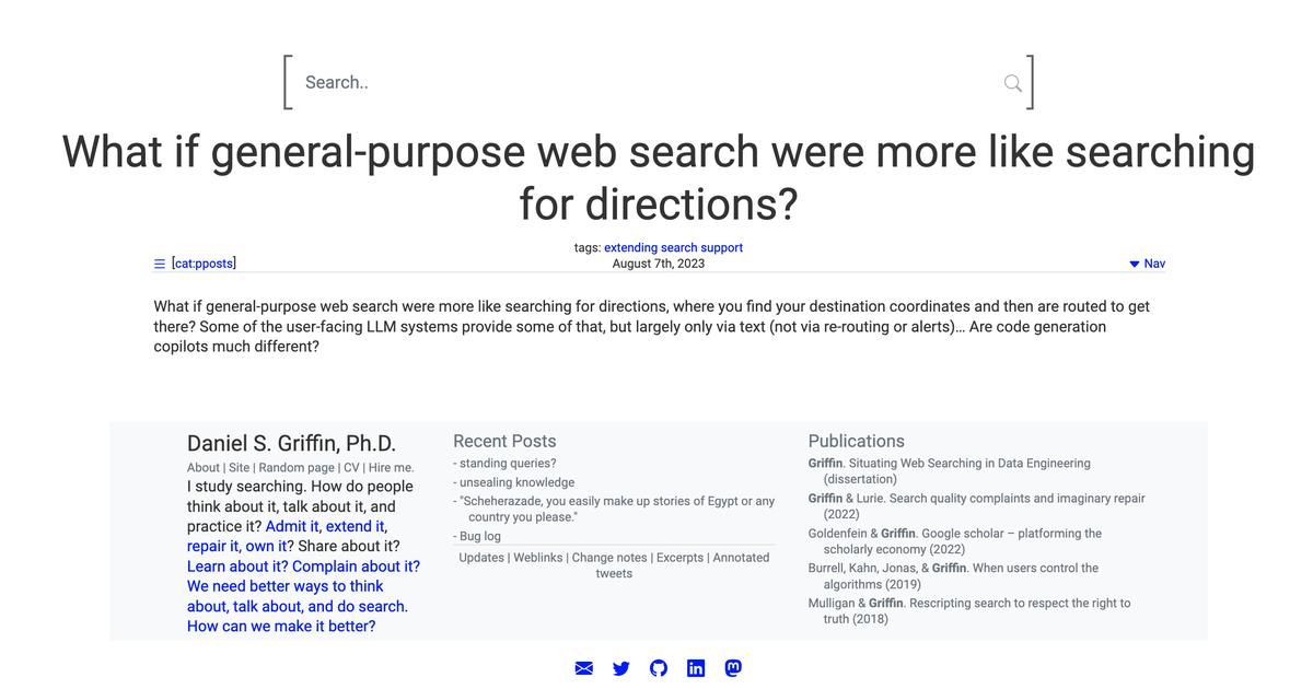 What if general-purpose web search were more like searching for directions?
