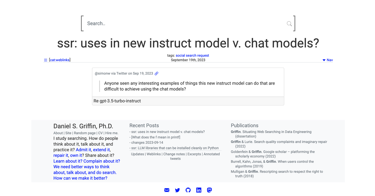 ssr: uses in new instruct model v. chat models?